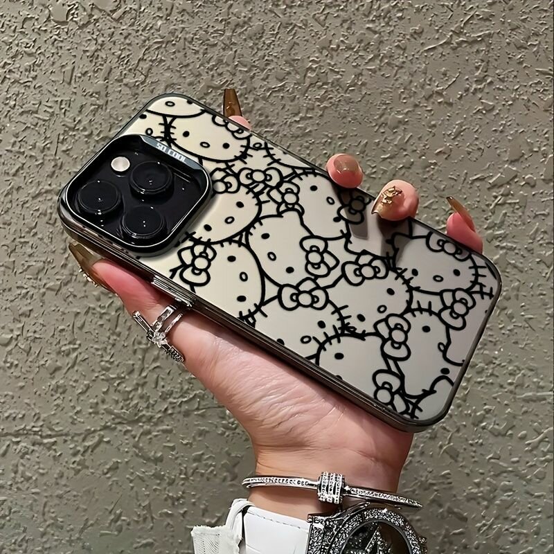 Чехол на Айфон 17 / iPhone 17 чёрный с Китти Милый силиконовый ударопрочный