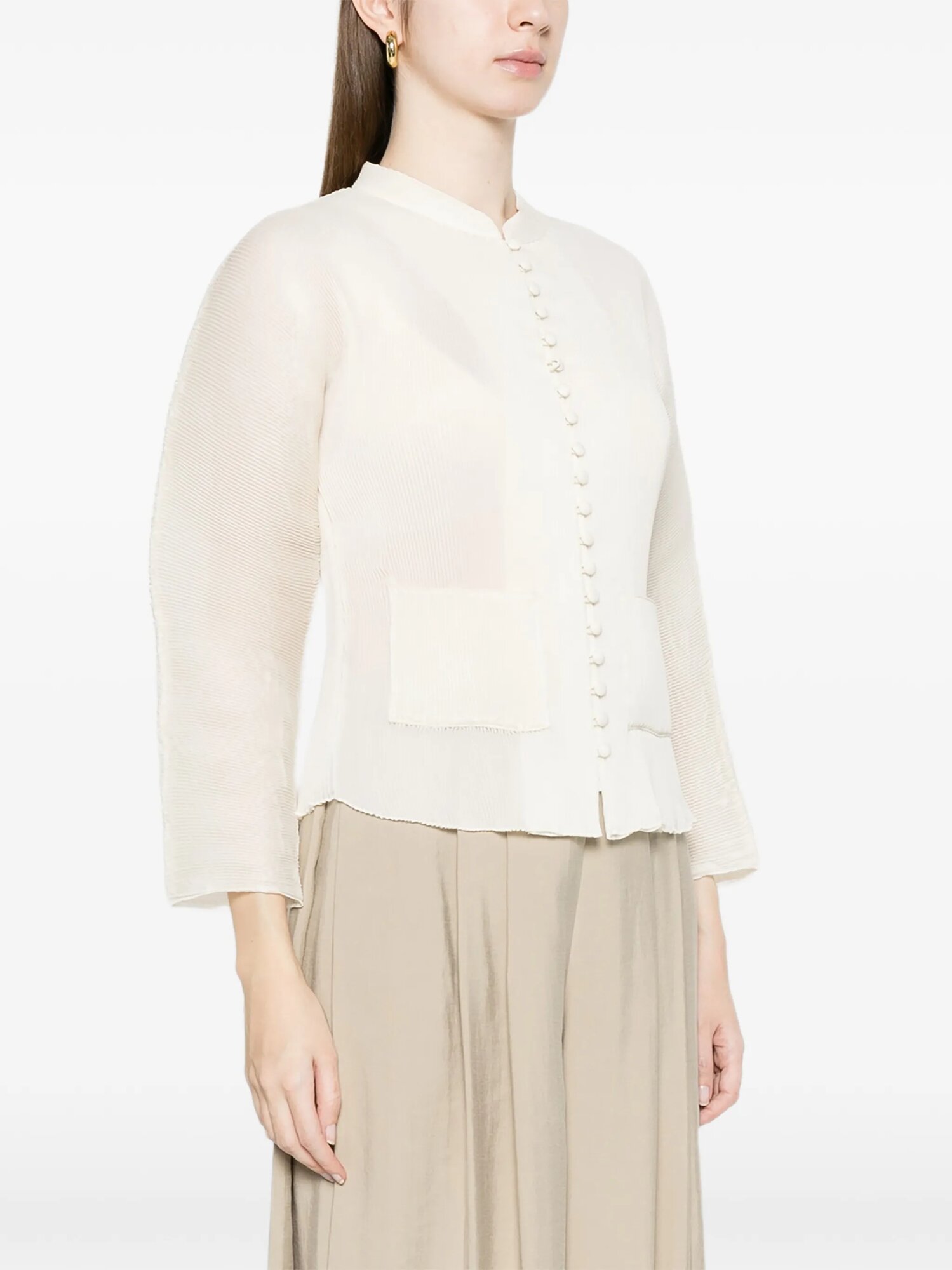 Блуза ROHE Button patch-pocket blouse, размер 36, белый — фото 1