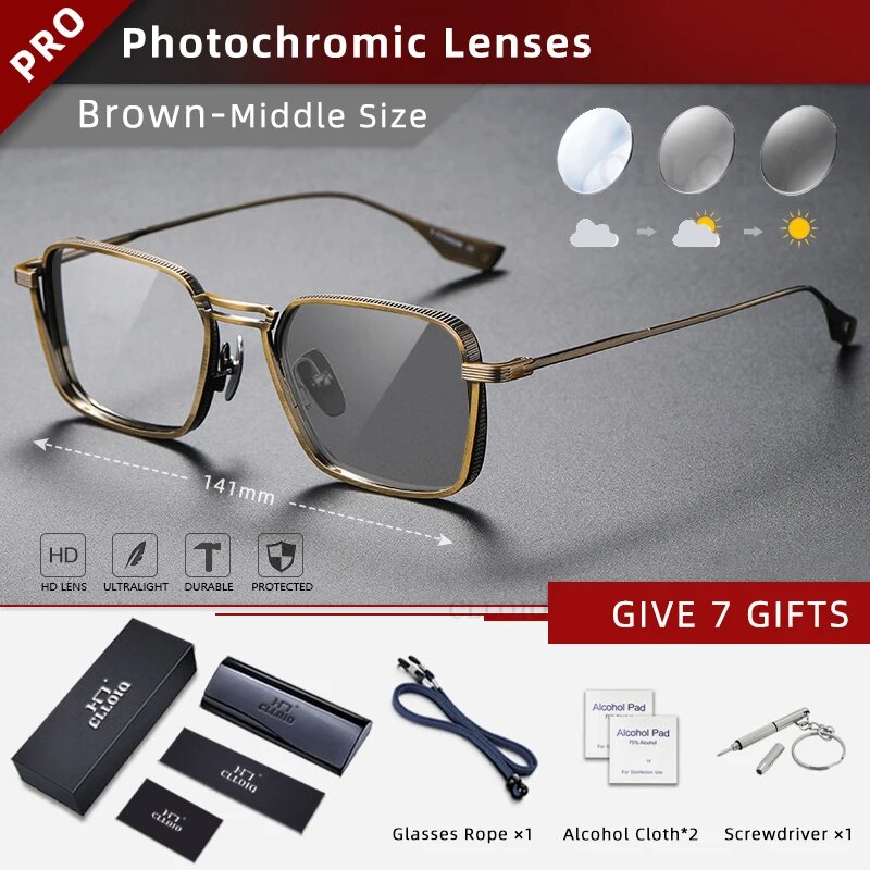 CLLOIO мужские очки для чтения из чистого титана C3-Photochromic-M, 0