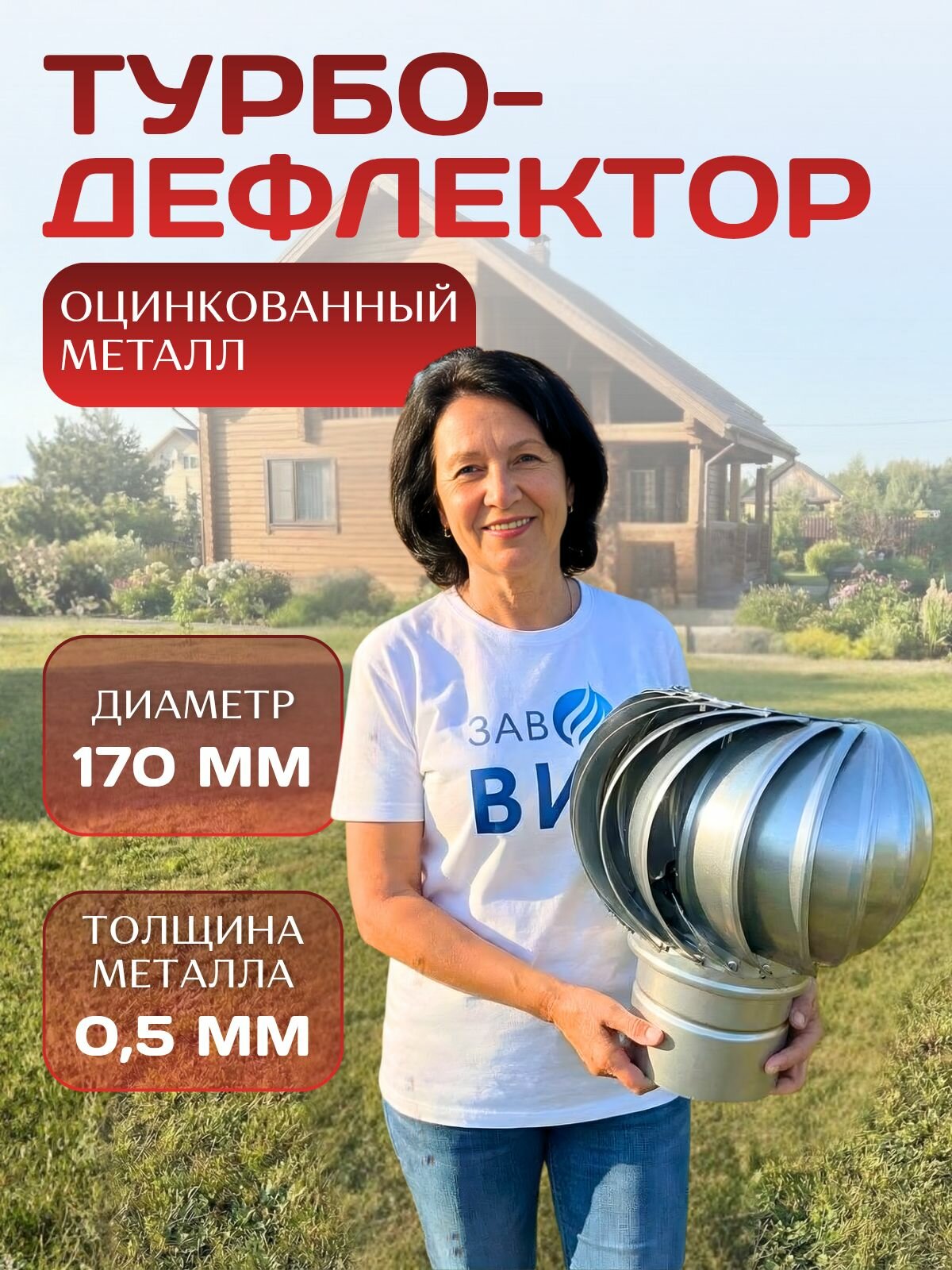 Турбодефлектор 170, труба нержавейка, дефлектор для вентиляции на трубу, оцинкованный металл