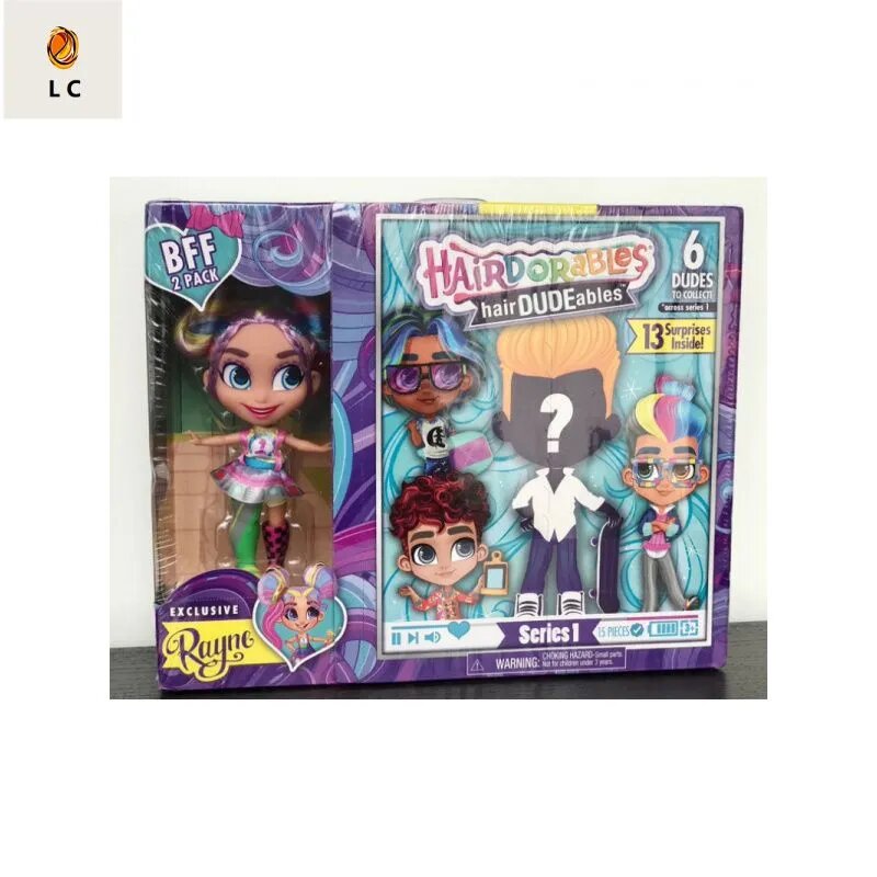 Hairdorables Hair DUDEables Series 1 Эксклюзивная кукла Rayne фиолетового цвета 2 Pack