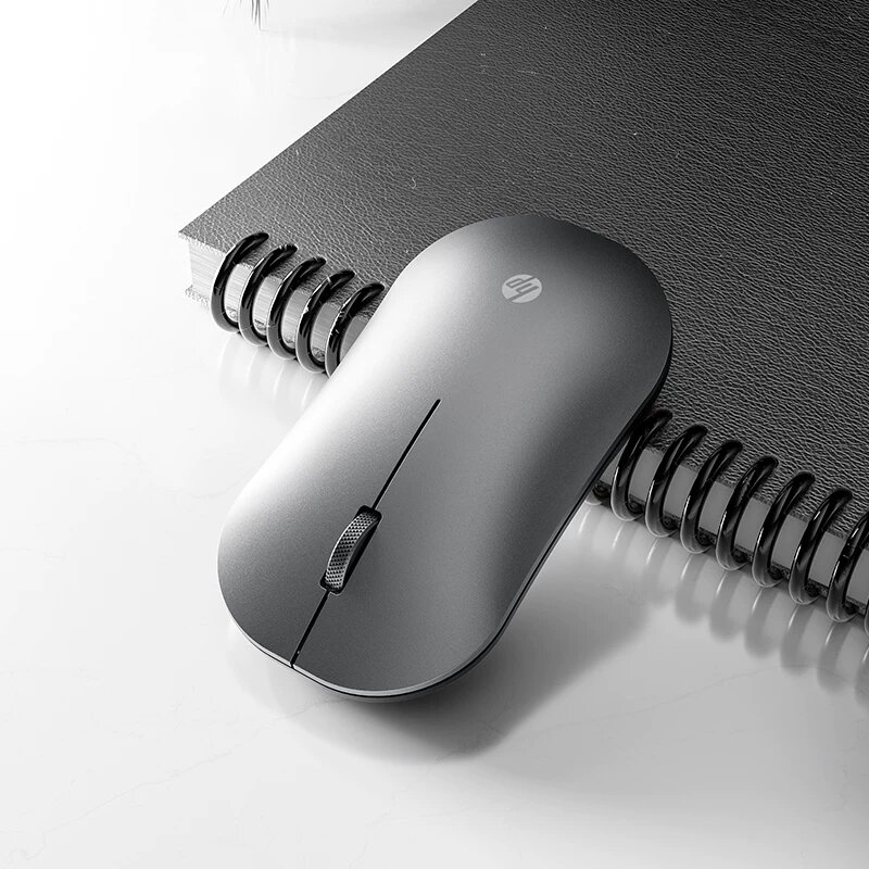 HP Беспроводная синхронизирующаяся мышь с двойным приемником, компактный дизайн, энергосберегающая, серебристый