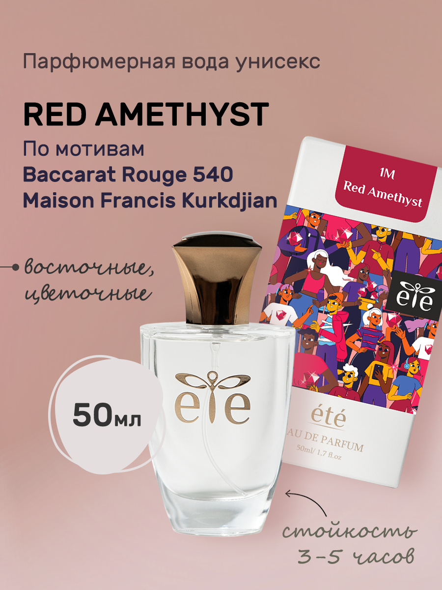 Парфюмерная вода ETE "Red Amethyst" 1M, унисекс, восточно-цветочный аромат, 50 мл