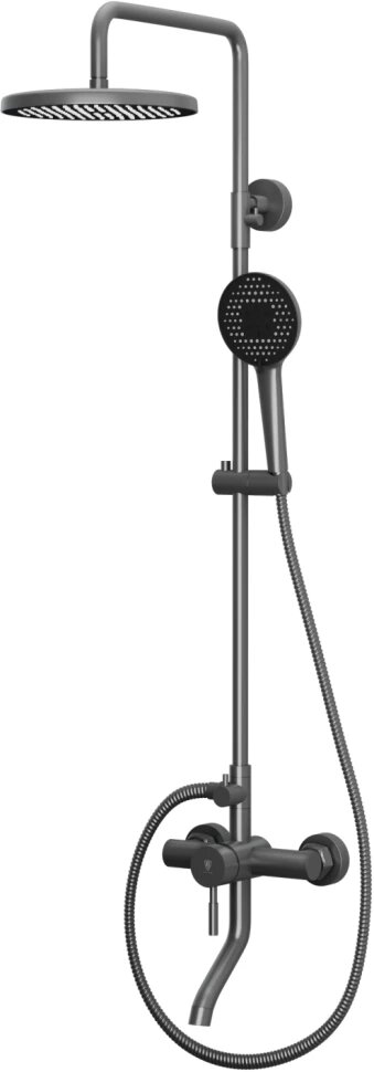 Душевая система Rush Melos SUS1101-40Grey 150 мм, со смесителем, серый графит
