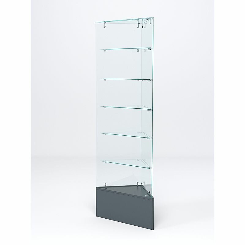 Витрина стеклянная "истра" угловая №609-У трехгранная (без дверок, бока - стекло), Темно-Серый