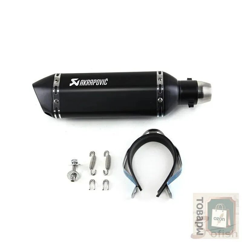 Глушитель на мотоцикл Akrapovic Gasoline длиной 370 мм универсальный