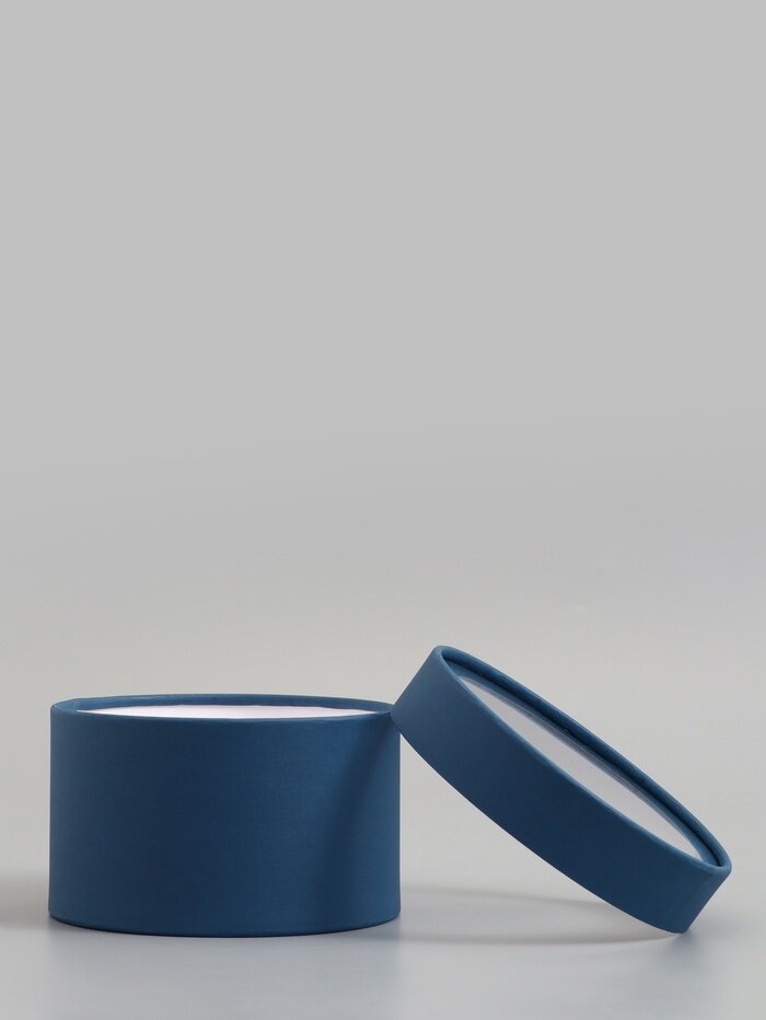 Подарочная коробка круглая, морской, завальцованная с окном, 16×11 см