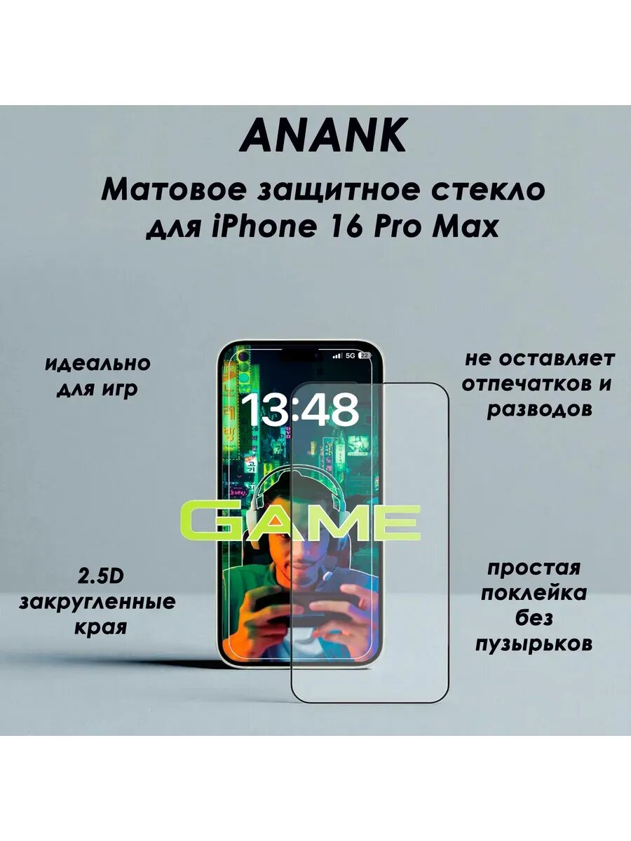 Стекло для iPhone 16 Pro Max 6.9" матовое