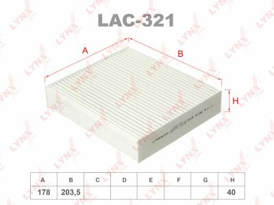 LYNXauto Фильтр салона мицубиси кольт 6 / MITSUBISHI COLT VI (Z3_A, Z2_A) 2004-2012, смарт форфоур / SMART FORFOUR (454) 2004-2006 LAC321