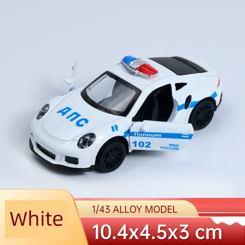 Модель автомобиля 1:43 масштаба Порше полицейский, металлическая, прочная игрушка для мальчиков