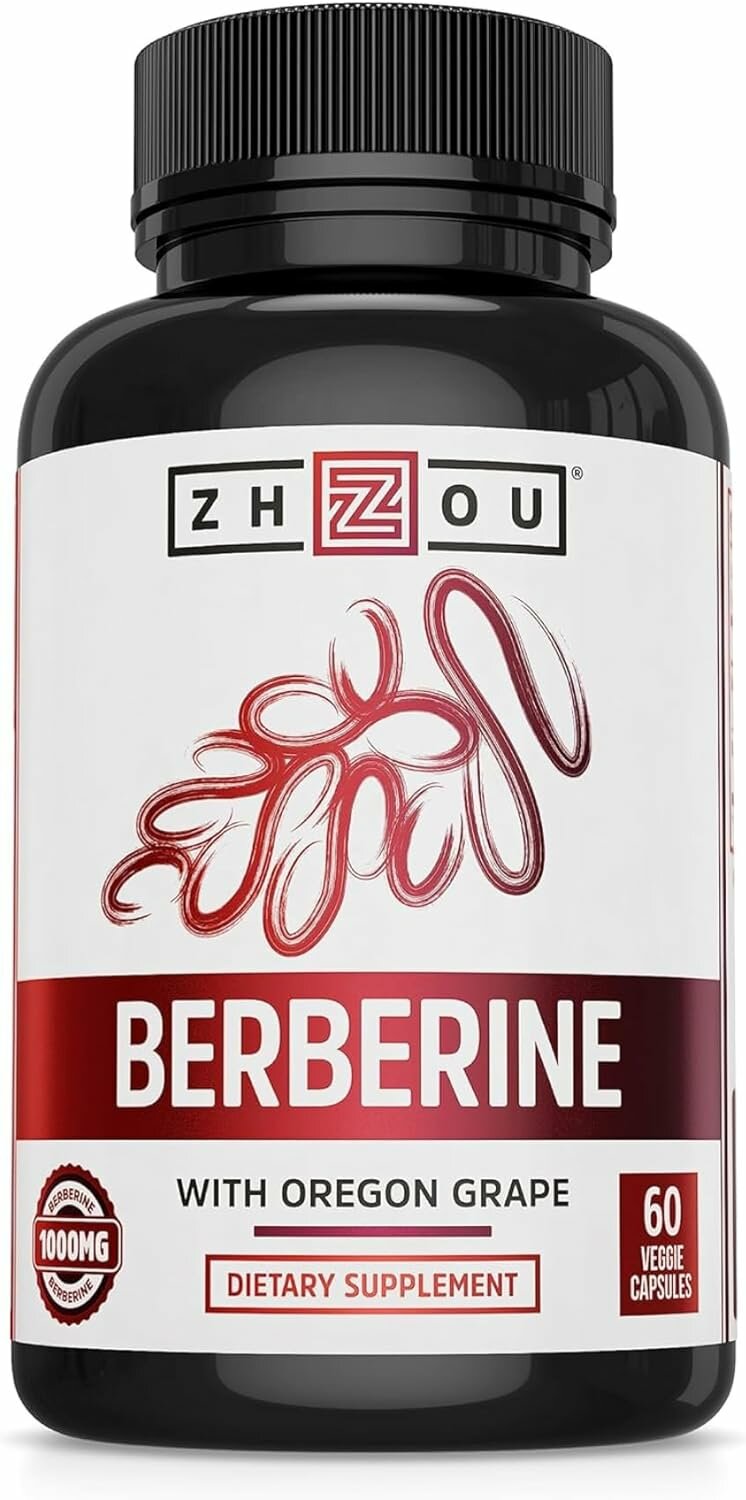 Zhou Nutrition Берберин 1000 мг 60 растительных капсул для поддержки обмена веществ и уровня сахара в крови
