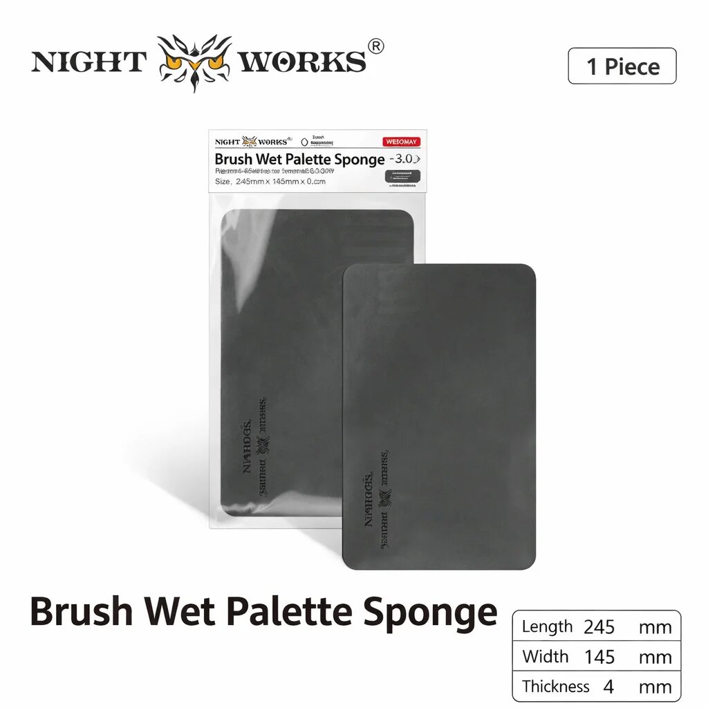 NightWorks Brush Wet Palette Sponge - 1.0, черный