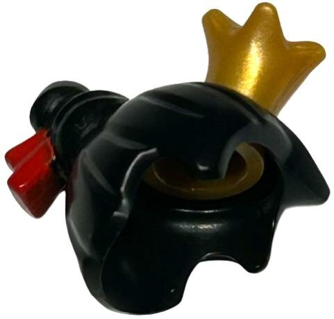 Деталь Lego 101840pb01 Minifigure, Hair Female with Bun and Bangs with Molded Gold Crown and Printed Red Hair Clip Pattern