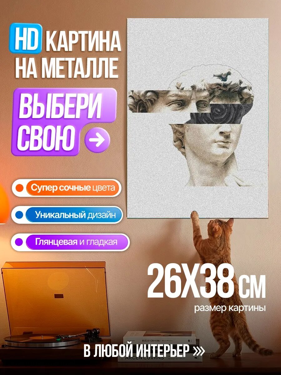 Картина на HD металле Голова Давида