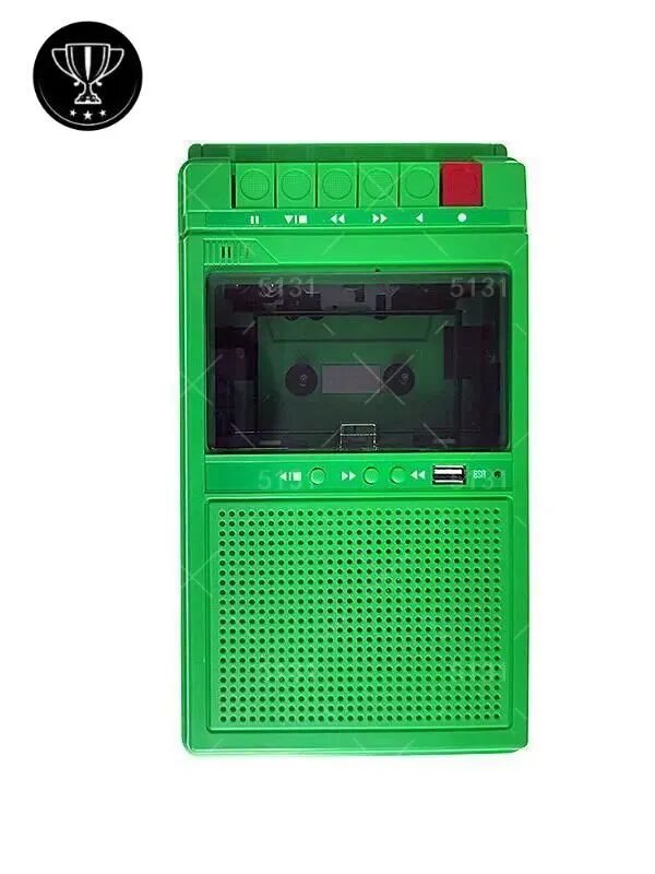 Кассетный плеер 10 Вт темно-зеленый, MP3, USB, SD-карта, для любителей ретро