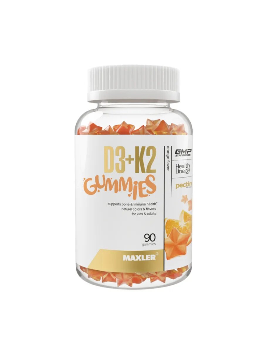 Макслер D3+К2 Гаммиз вкус апельсина / Maxler D3+K2 Gummies O