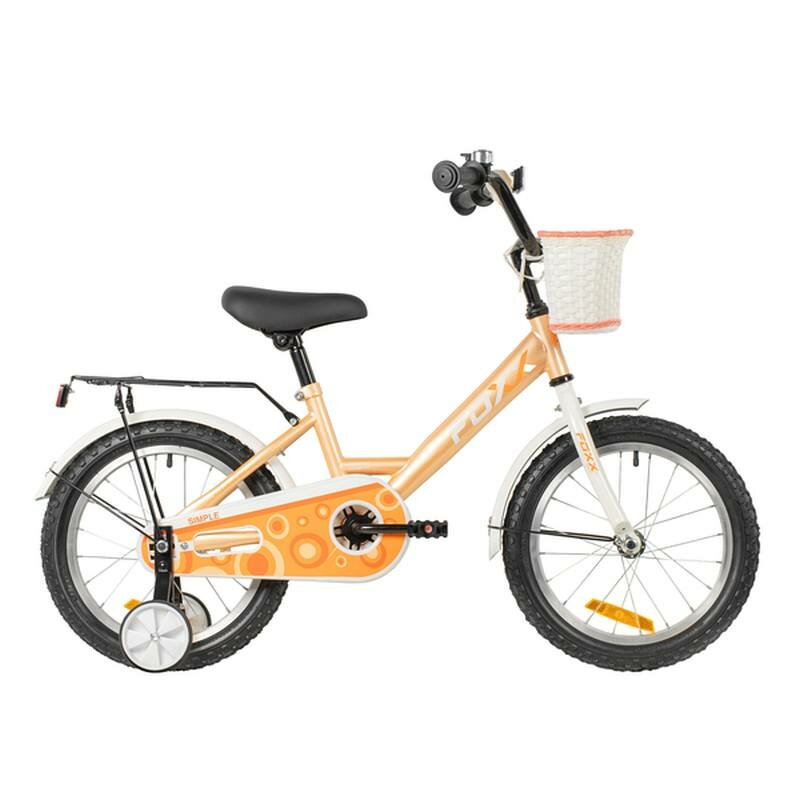 Велосипед FOXX 16" SIMPLE персиковый, сталь, тормоз нож, крылья, багажник, полная защ. цепи,164SIMPLE. YE6