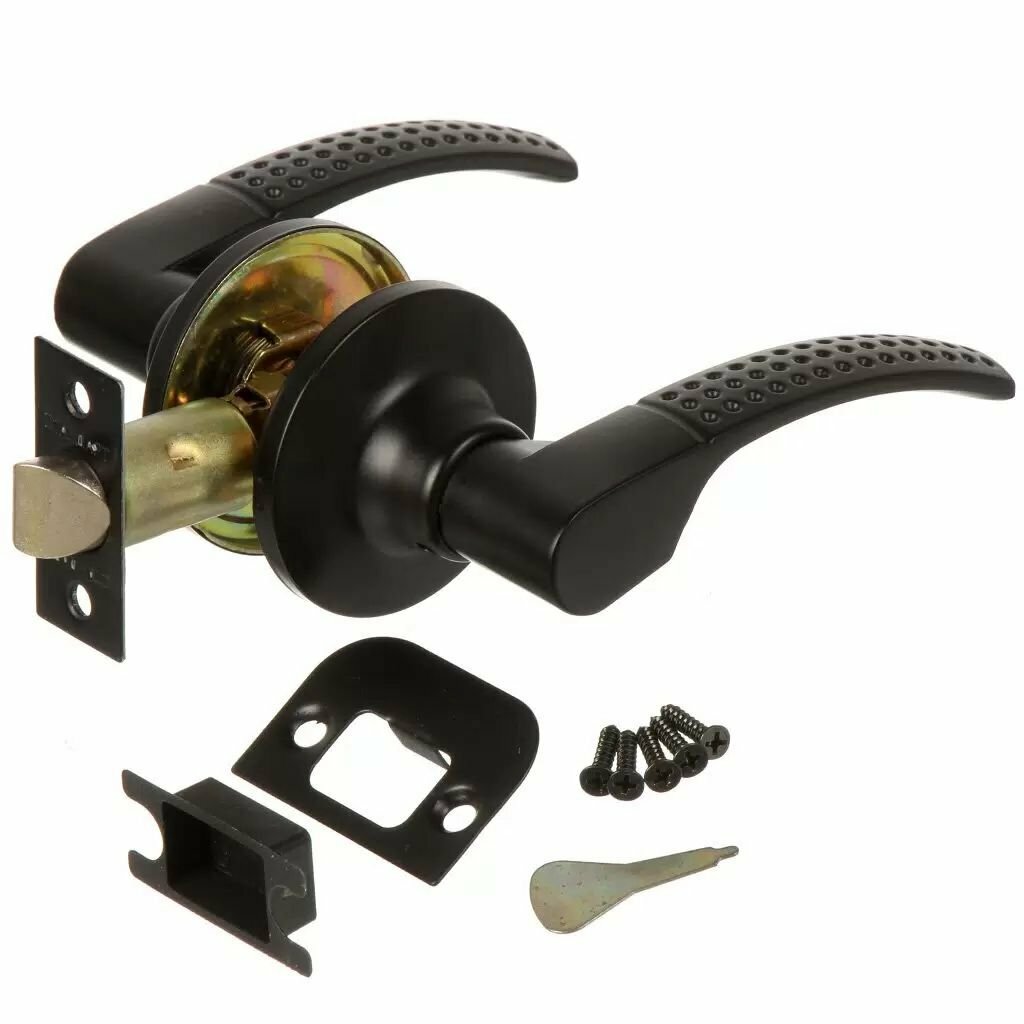 Защелка врезная Стандарт 8510 PS BL черная, артикул 13395. Надежная дверная фурнитура для межкомнатных дверей.