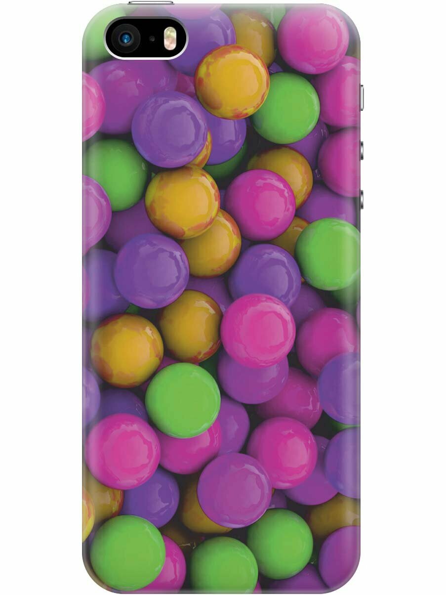 Силиконовый чехол на Apple iPhone SE / 5s / 5 / Эпл Айфон 5 / 5с / СЕ с рисунком "Разноцветные драже"