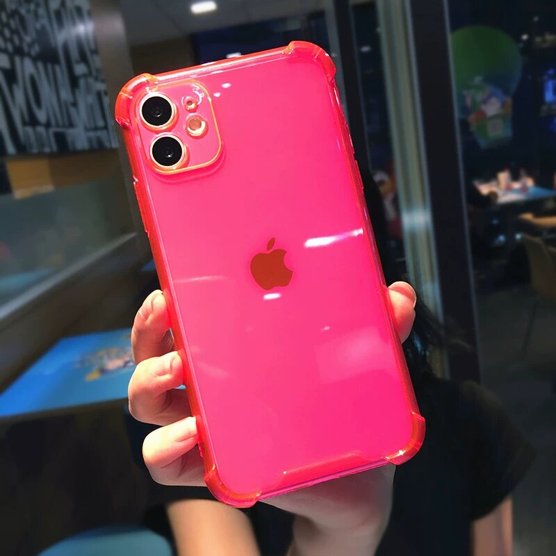 IPhone 14 Неоново-Розовый Амортизирующий Защитный Чехол с Точными Вырезами