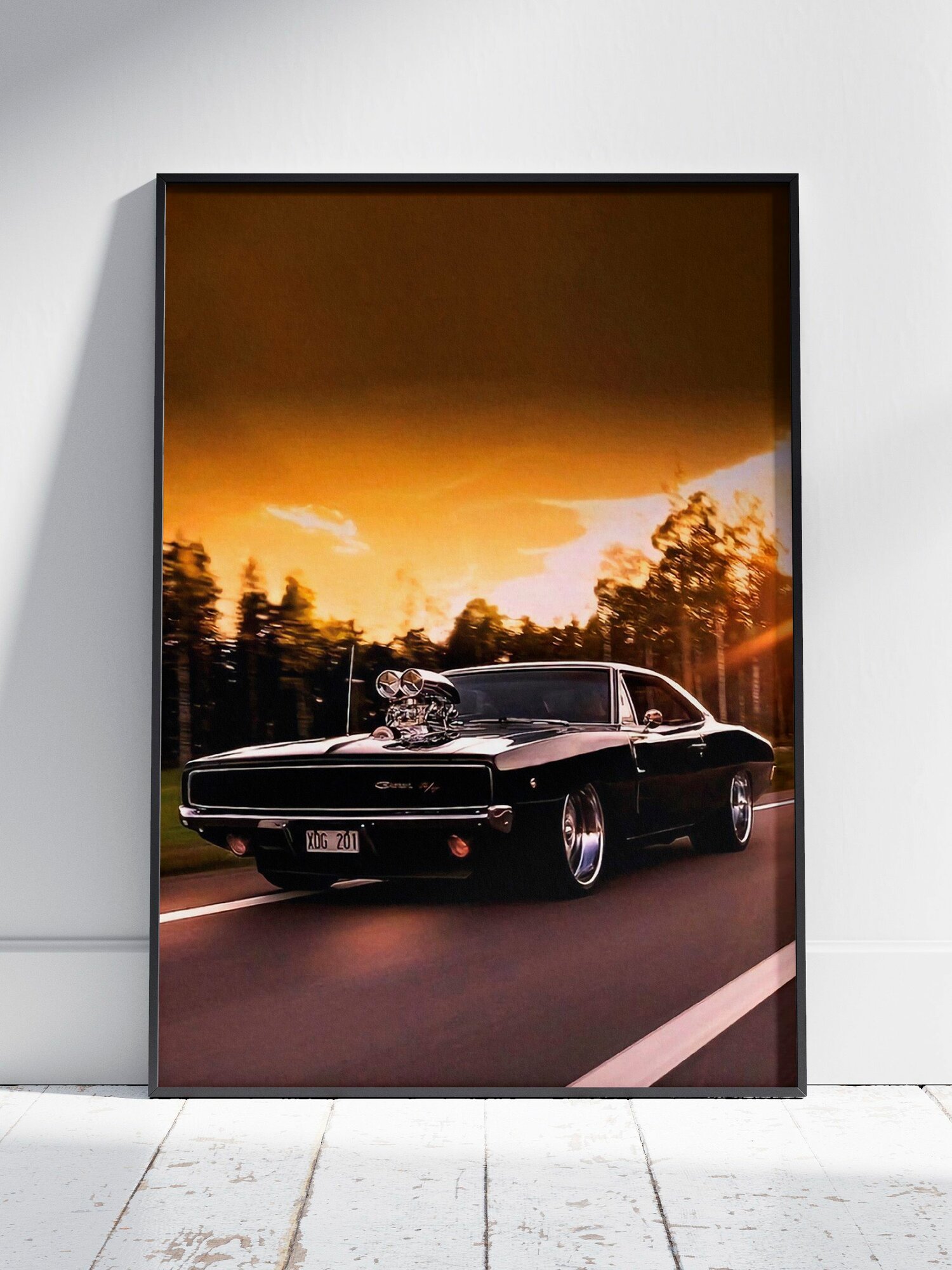 Плакат на стену для интерьера Легенды Авто (Додж Чарджер - Dodge Charger 2) - Постер по машине формата A4 (21x30 см)