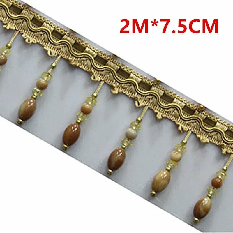 7.5CM*2M Декоративный бордюр для штор с бисером и кристаллами европейский стиль фри имитация нефрита