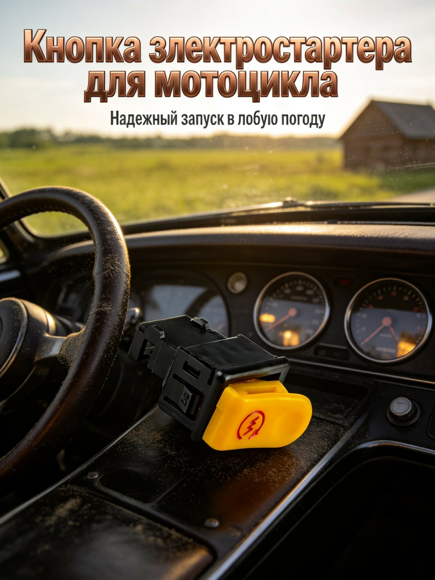 Кнопка электростартера для мотоцикла, эргономичная модель из пластика и металла с защитой цепи и простой установкой для замены штатного выключателя