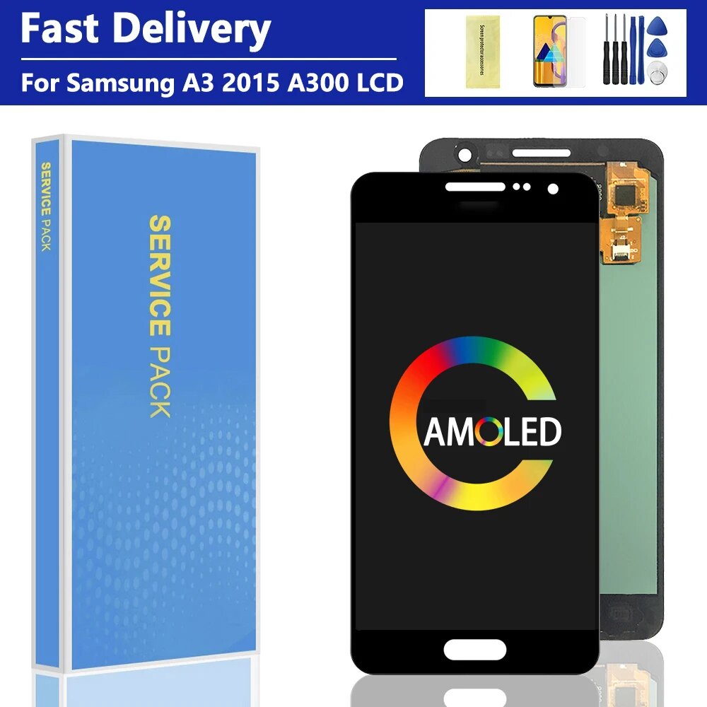 4,5 "для AMOLED A300F ЖК-дисплей для SAMSUNG A300, ЖК-дисплей с цифровым преобразователем сенсорного экрана для SAMSUNG A3 2015 A300F A300H, дисплей