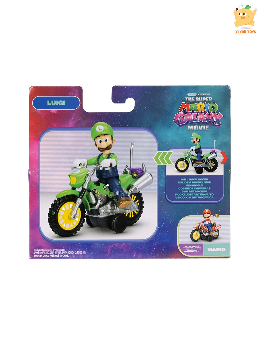 Super Mario Galaxy Movie Luigi and Pull Back Racer Set / Фильм "Галактика Супер Марио"-2,5-дюймовая Фигурка С Луиджи