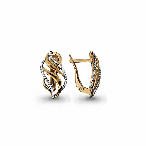 Серьги, красное золото, 585 проба, фианит