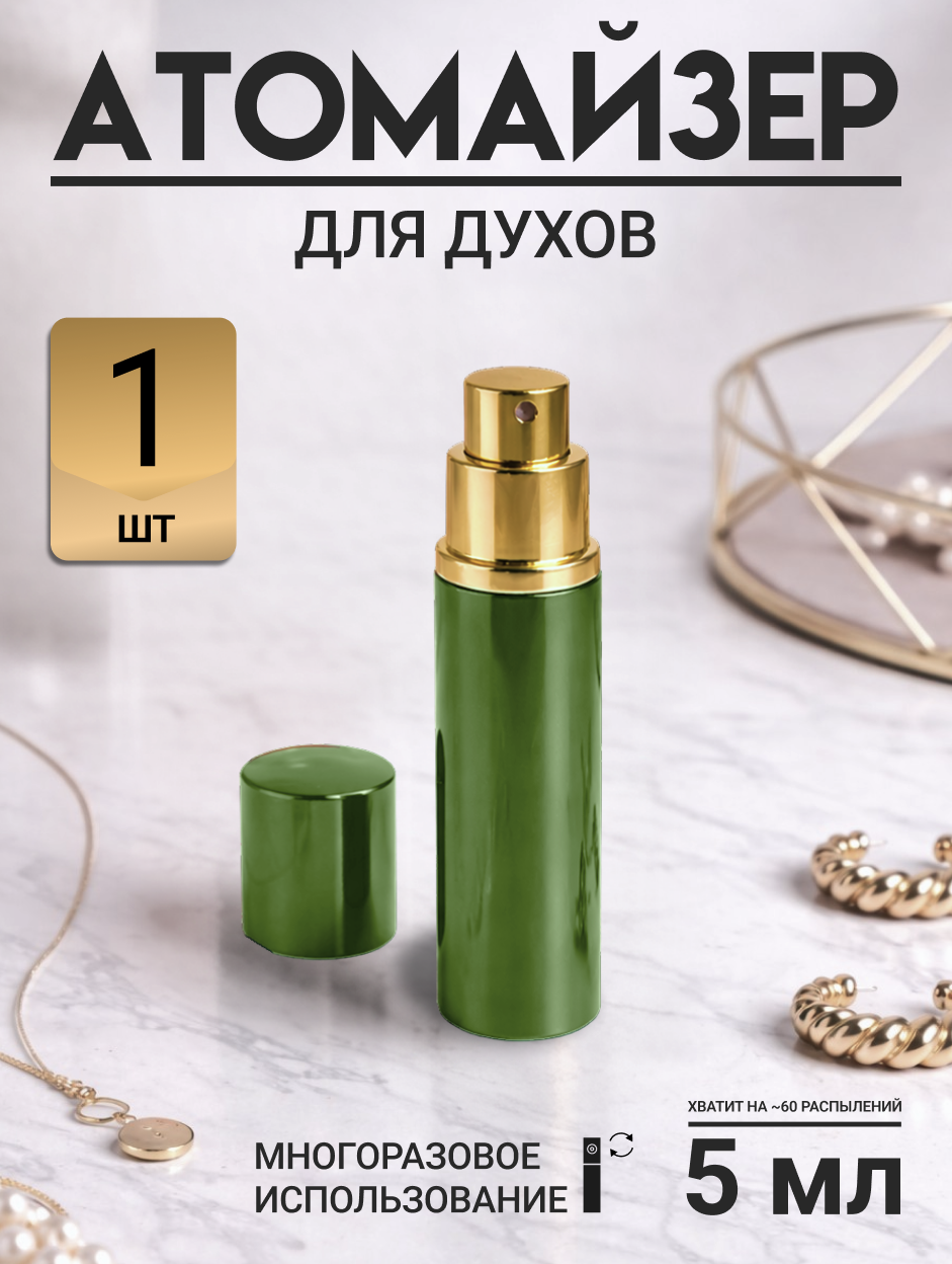 Атомайзер. Флакон ручка с распылителем , для жидкостей, 10мл, эргономичный, многоразовость. зеленый 5мл