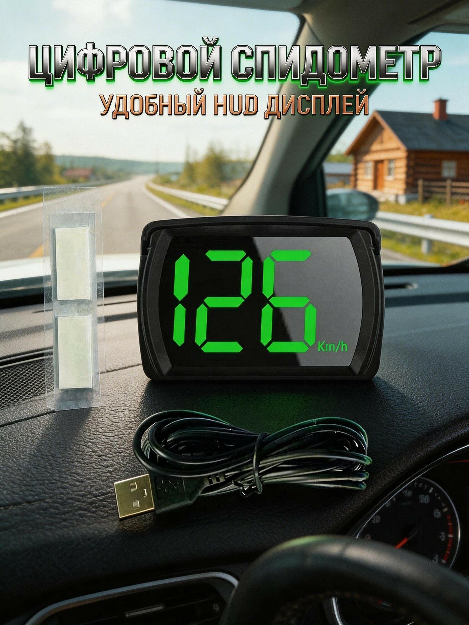 Автомобильный HUD спидометр на лобовое стекло, цифровой измеритель скорости в км/ч и миль/ч с регулируемым дисплеем