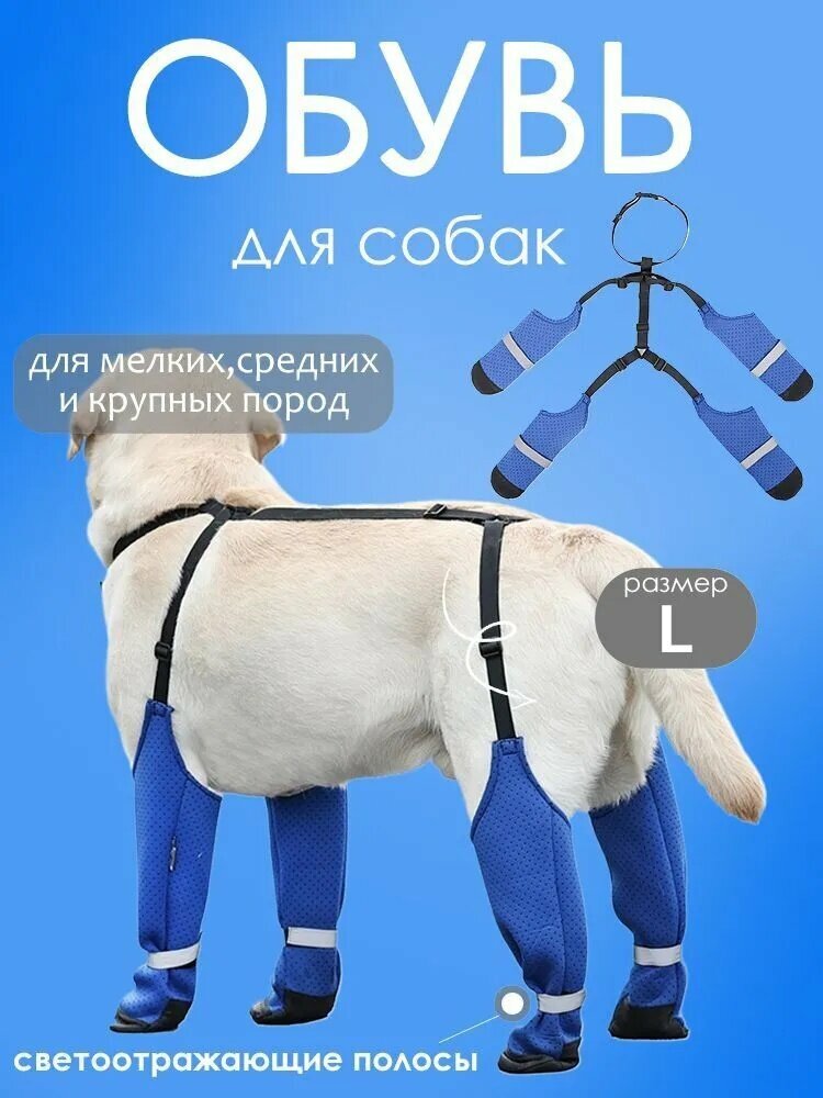 Обувь для собак, водонепроницаемый и устойчивый к падениям, синий, разме L