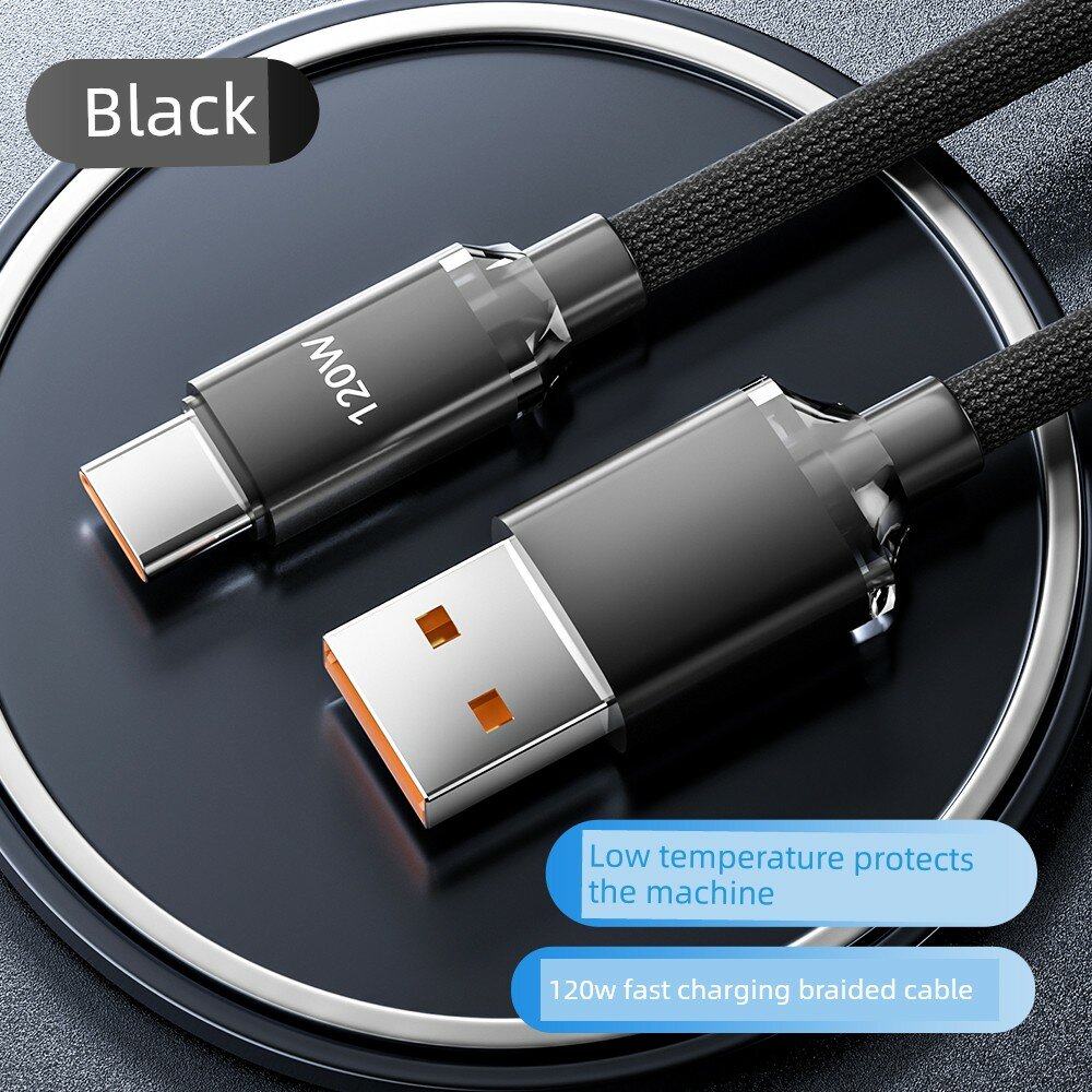 Звездно-черный 120 Вт быстрая зарядка USB-C плетеный кабель для серии Huawei Mate, 1,5 м