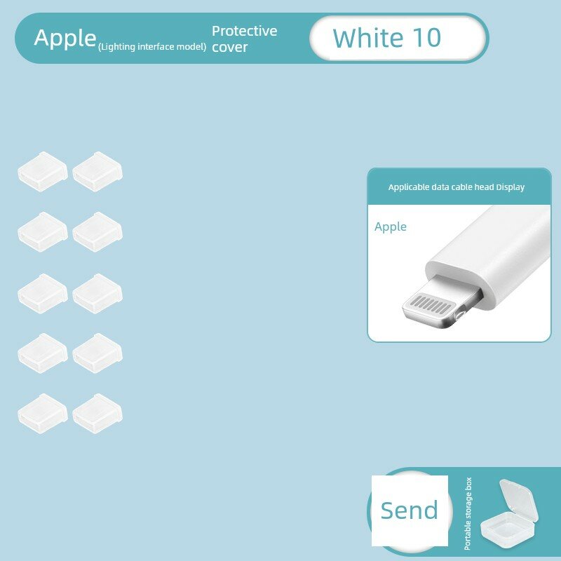 Пылезащитные заглушки для портов iPhone 14/13/12/11 — 10 прозрачных