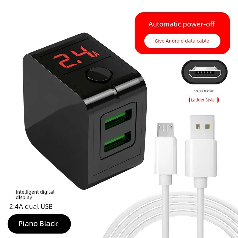 Черная зарядка Android Fast Charge с кабелем, функция отключения питания для iPhone 7