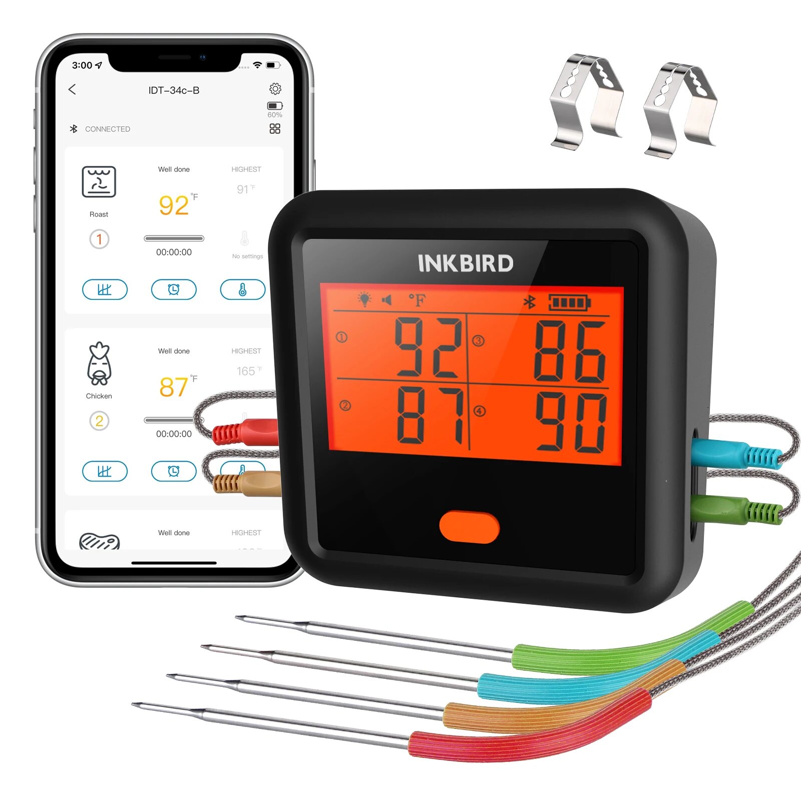 INKBIRD IDT-34c-B Bluetooth-термометр для мяса