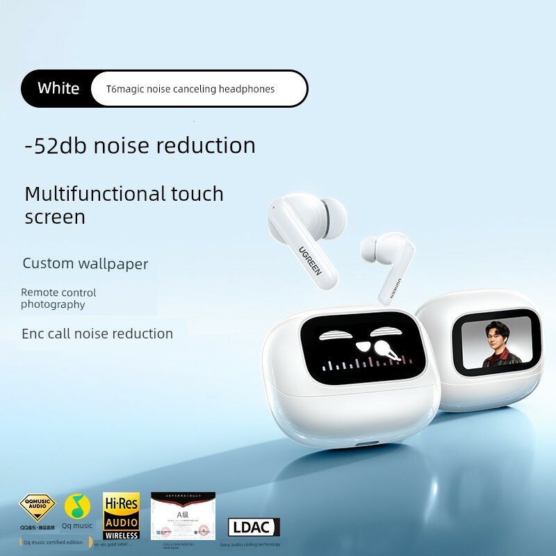 T6magic White беспроводные наушники с активным шумоподавлением, 52dB глубоким подавлением шума и Hi-Res звуком