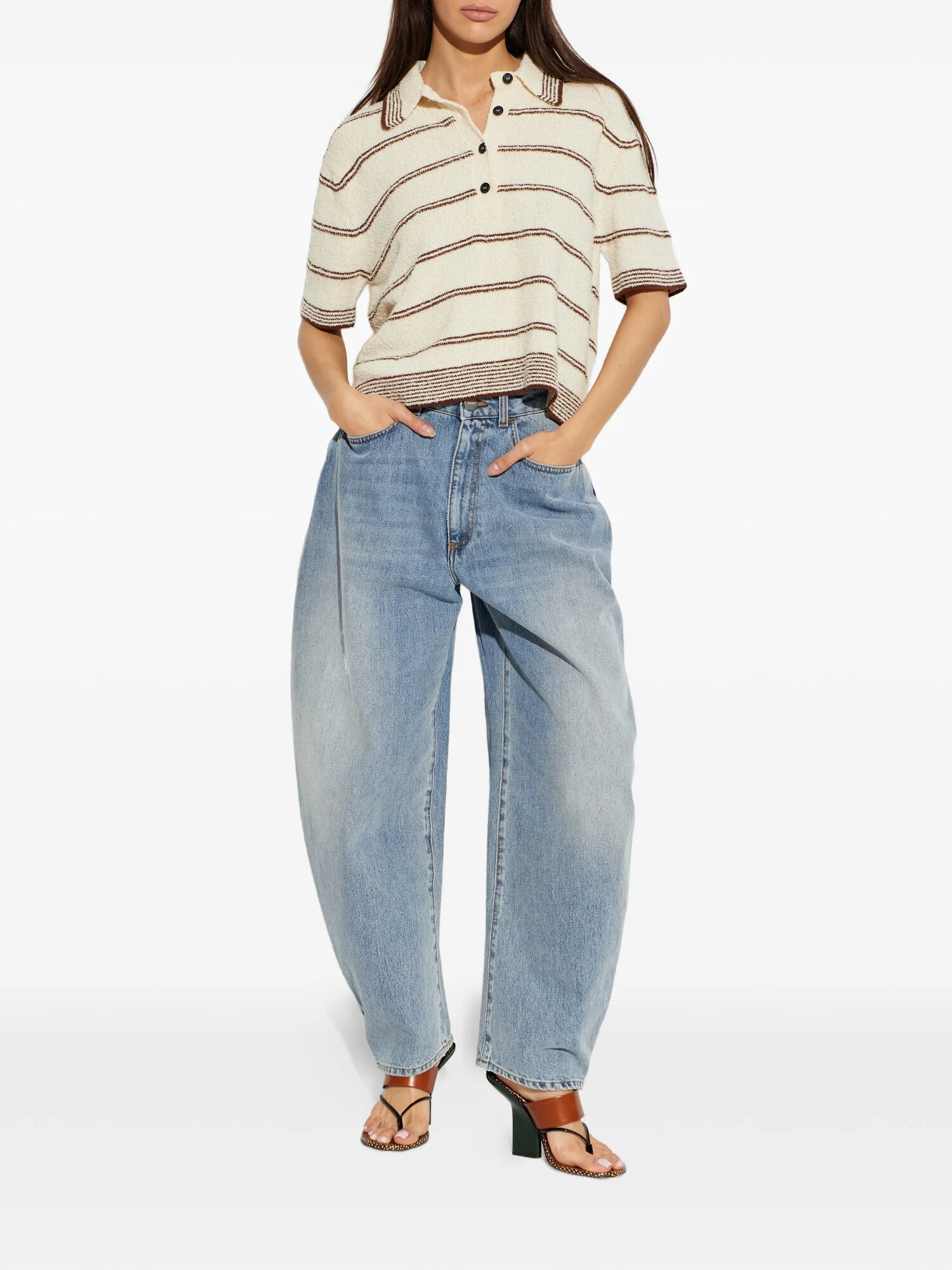 Рубашка ROHE Striped polo top, размер 36 — фото 1