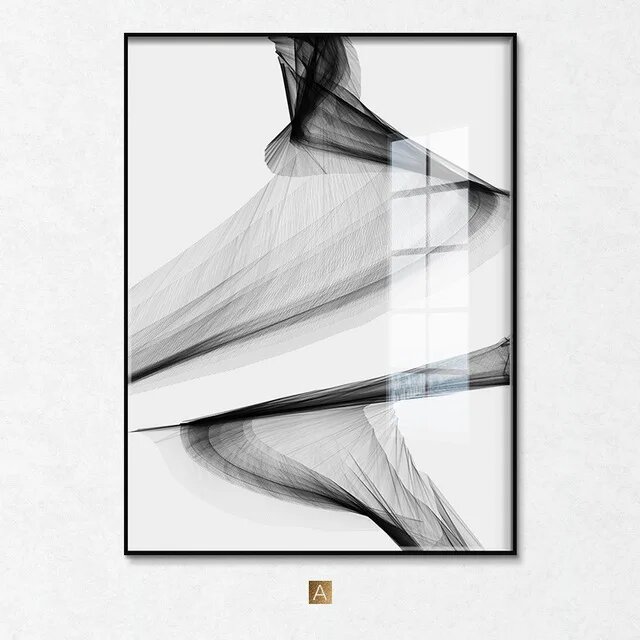 Абстрактная картина на холсте, белая линия, 13x18 см