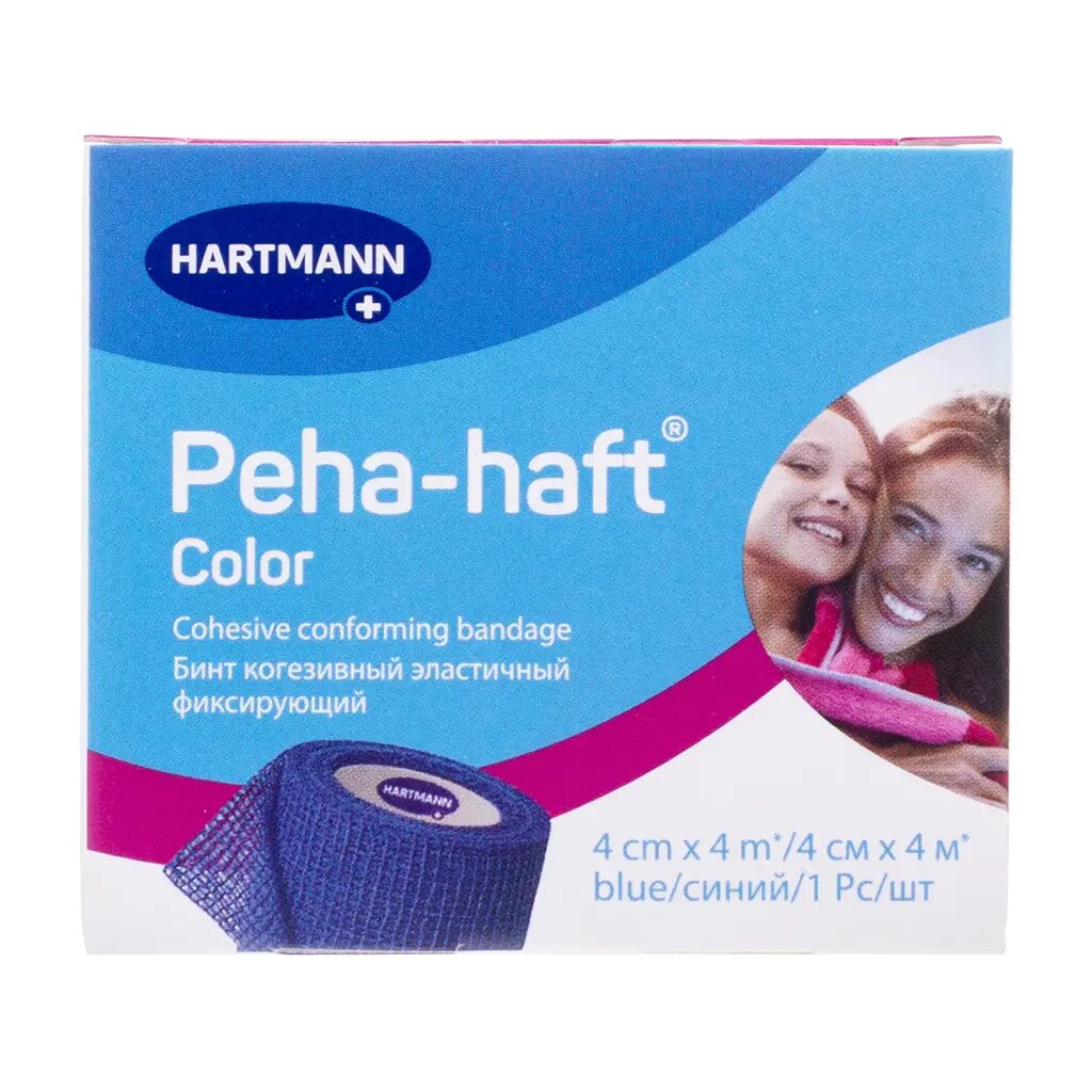 Бинт Пеха-хафт/Peha-haft Color когезивный эластичный фиксирующий 4 м х 4 см синий 1 шт