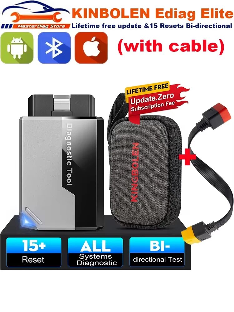 Диагностический сканер KINGBOLEN EDIAG ELITE OBD2 с пожизненным бесплатным обновлением, для всех систем автомобиля, HINKDIAG, инструмент для диагностики автомобиля, считыватель кодов.