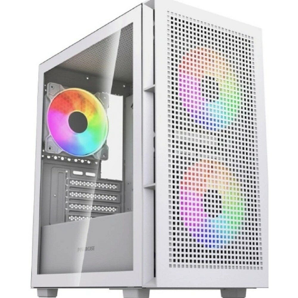 Powercase Корпус Корпус Mistral SM05 ARGB, Tempered Glass, 3x120mm ARGB PWM fans, белый, mATX CMMSM05W-A3