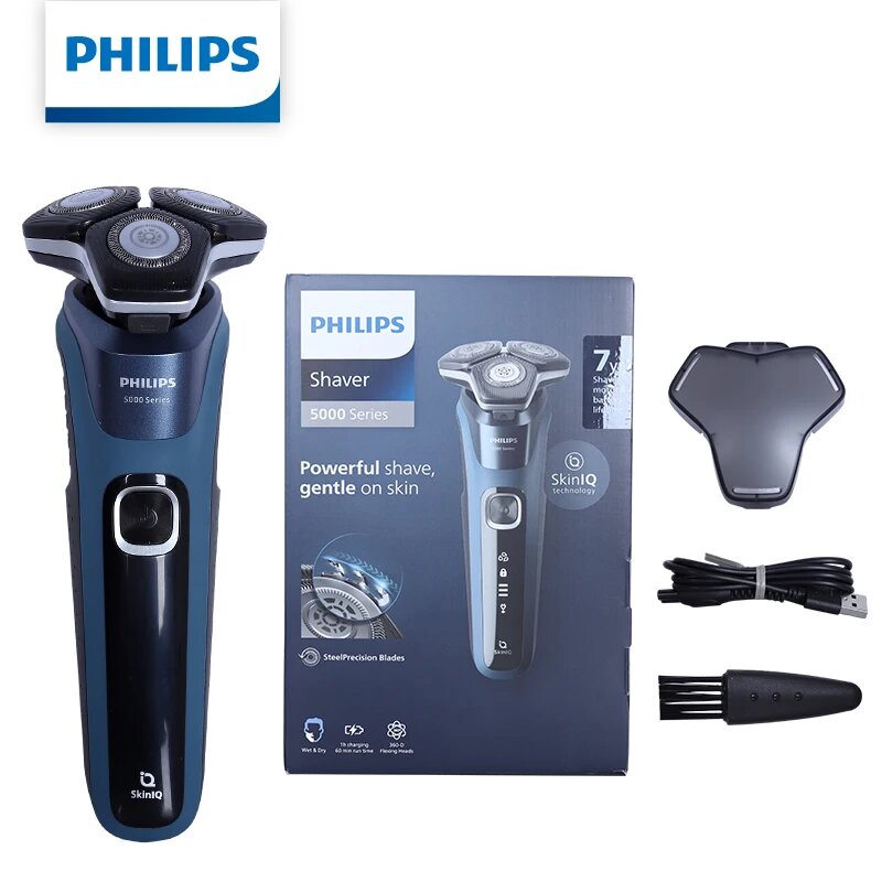 Электробритва Philips S5880/20 с технологией SkinIQ, LED-дисплеем и прецизионным триммером, время работы от батареи 60 минут