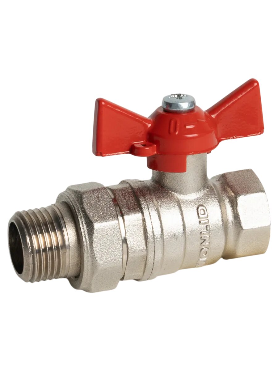 Кран шаровой с американкой прямой 1/2" НР/ВР бабочка