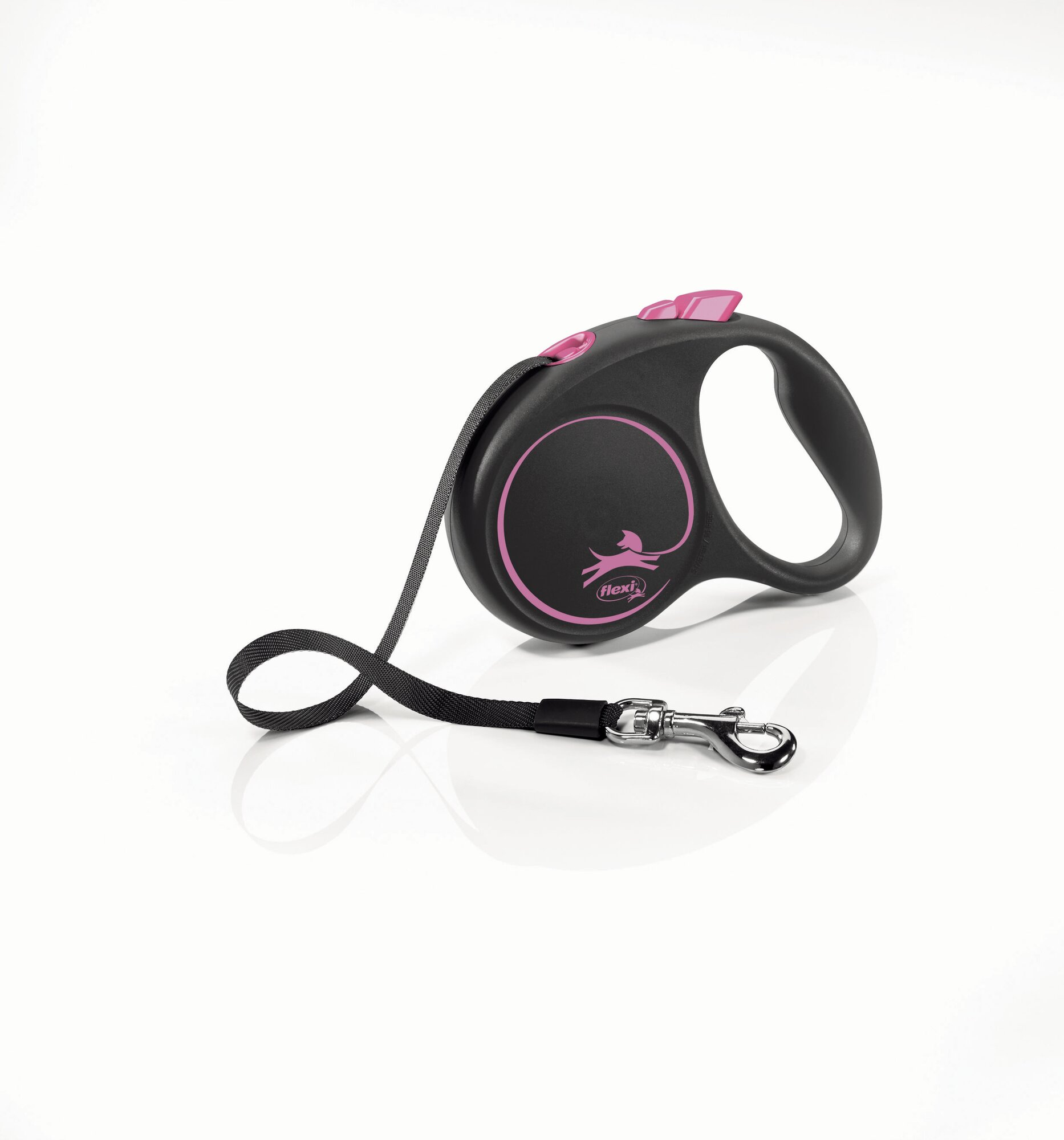 FLEXI Рулетка BLACK DESIGN S ремень 5 м до 15 кг, розовый