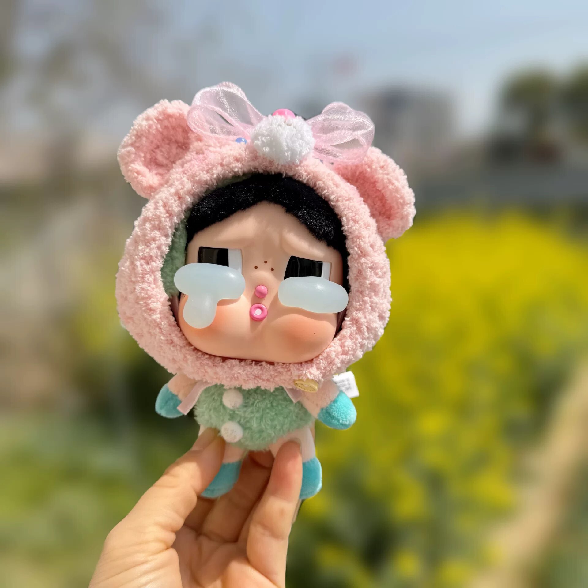 POP MART CRYBABY Tears Factory Series 13 см розовая медвежья повязка для детей - без фигурки