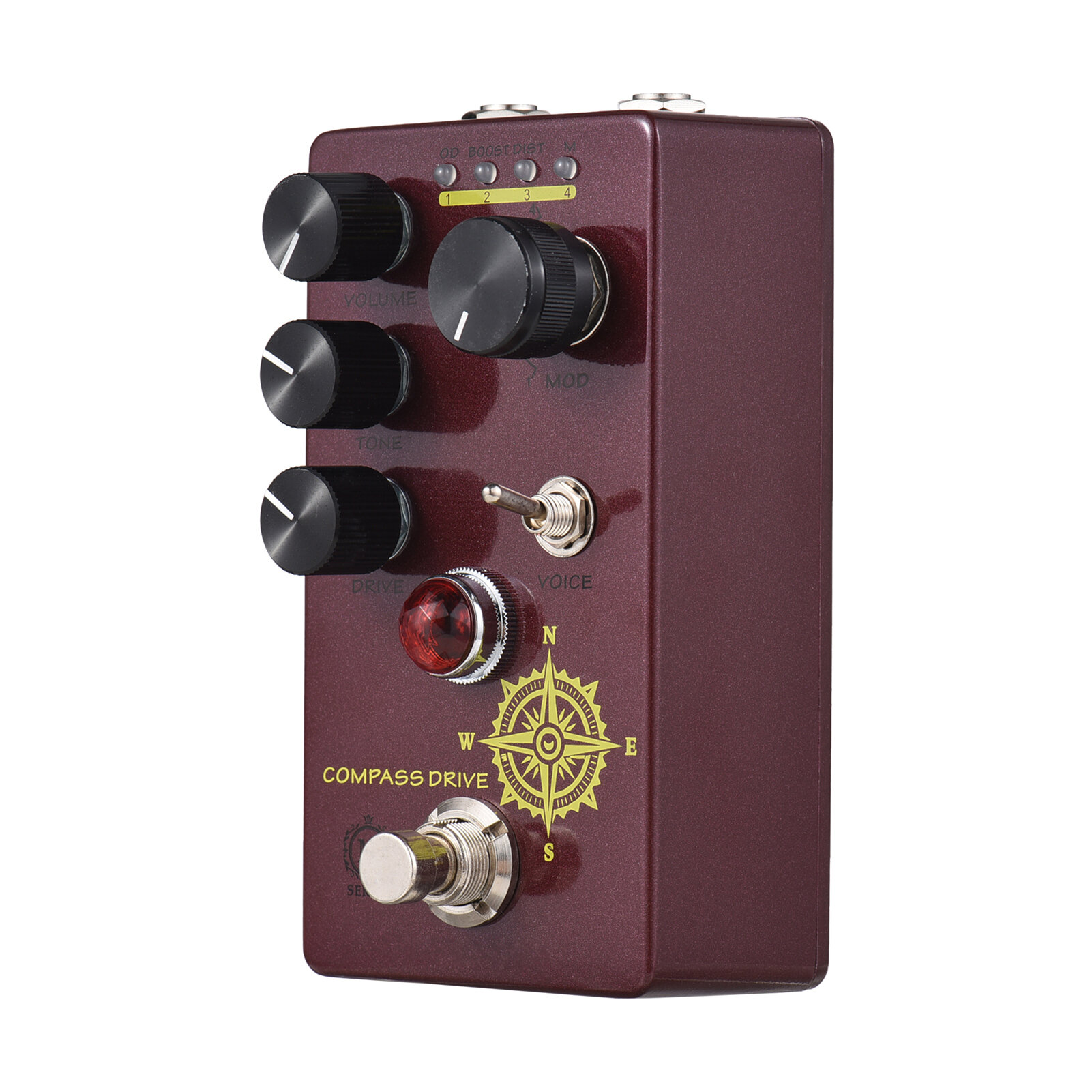 Педаль эффектов для гитары MOSKYAudio Overdrive с 4 переключателями режимов и регуляторами громкости/тона/драйва. Компактный портативный цифровой гитарный эффектор Overdrive. Процессор эффектов для электрогитары - COMPASS DRIVE