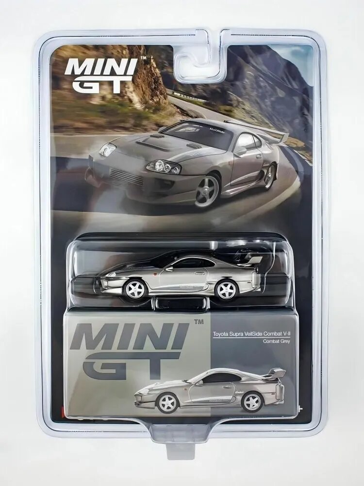 Машинка TSM MINI GT 1/64 #978 Toyota Supra VeilSide Combat V-II Combat Grey Blister Packaging Die-cast Alloy Car Model Collection Toy Gift