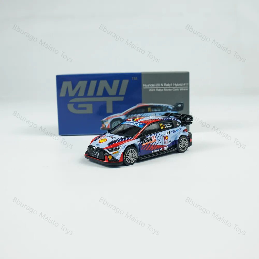 MINIGT 1:64 Hyundai i20 N Rally1 Hybrid #11 2024 Rallye Monte-Carlo Winner отлитая под давлением модель гоночного автомобиля Игрушки
